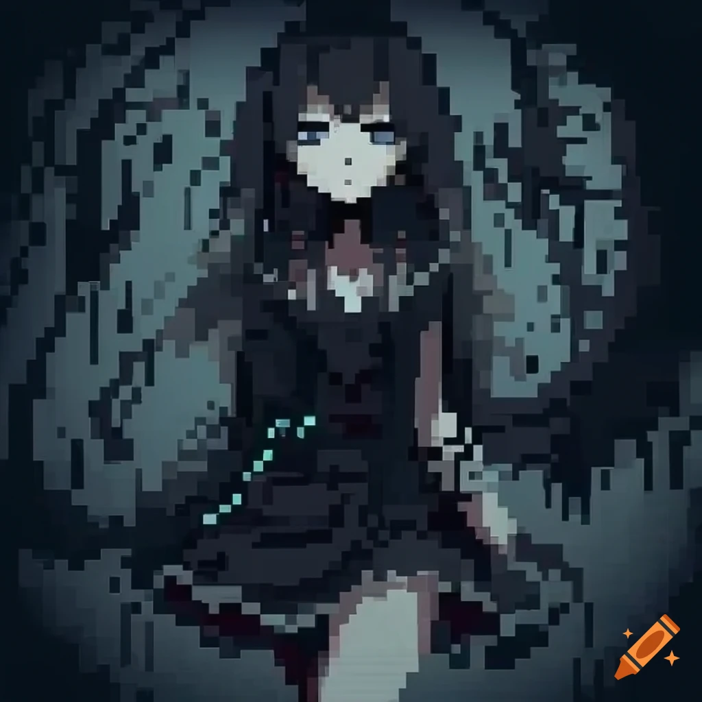 Pixel dark anime art on Craiyon