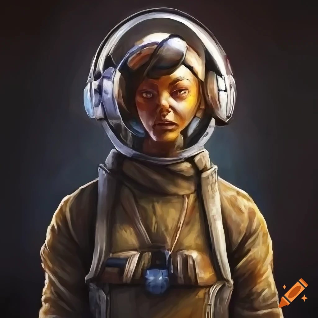 Spaceship pilot in dynamic pose in pulp cover art style on Craiyon