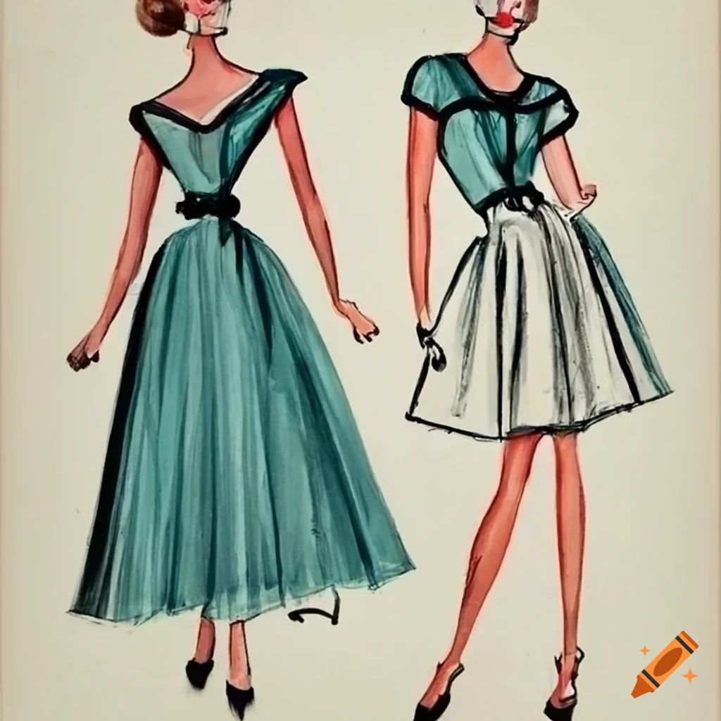 1950s fashion sketch on Craiyon