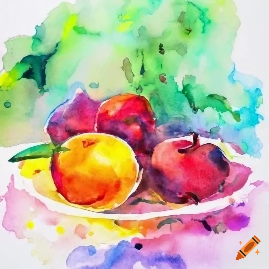 Abstract watercolor painting of fruits on Craiyon