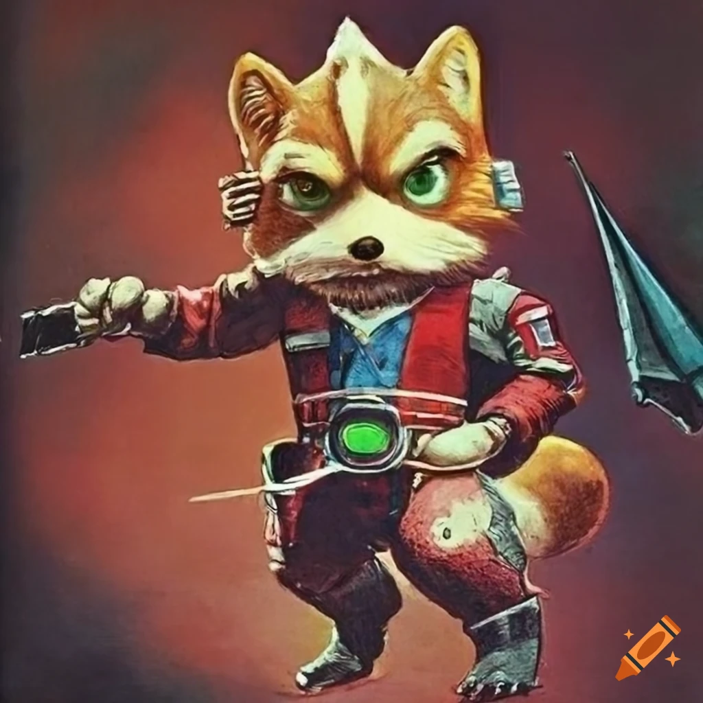 Intricate vintage style Coffee Ad with elements reminiscent of Star Fox ...