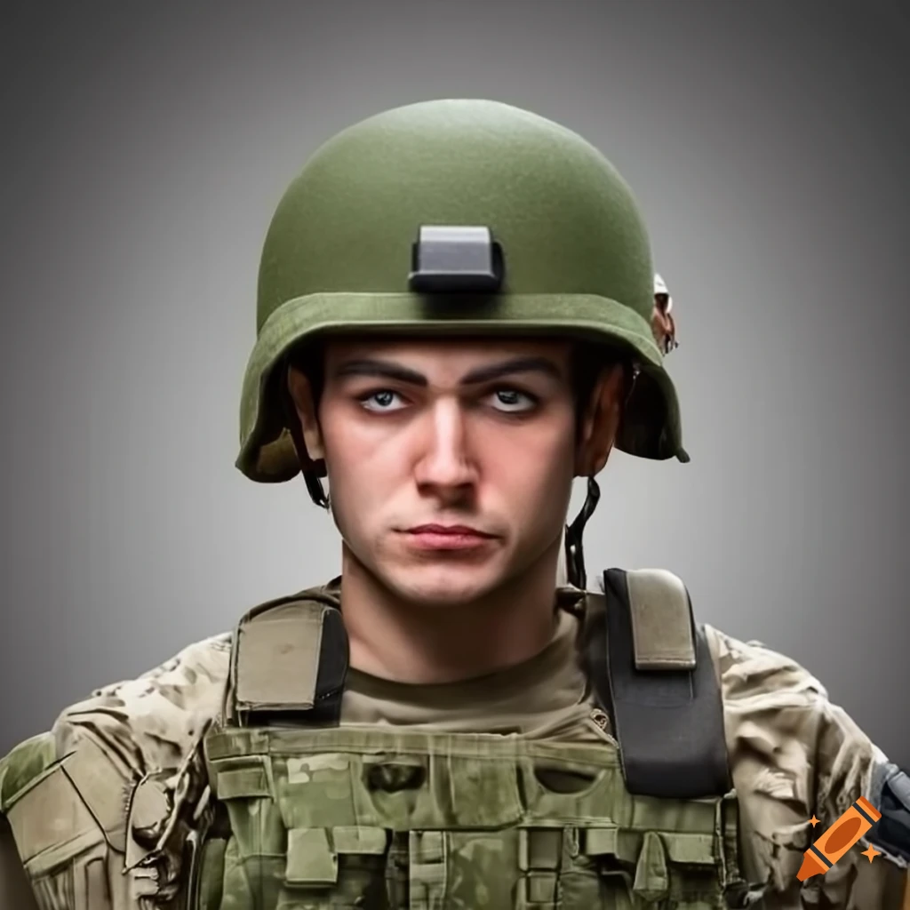 Elegant headshot of a soldier man on Craiyon