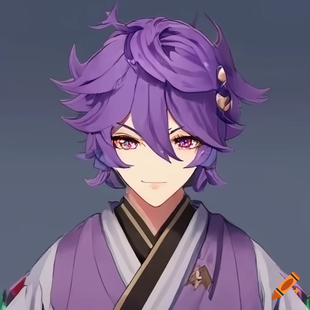 Character from genshin impact with purple hair in a yukata from inazuma ...