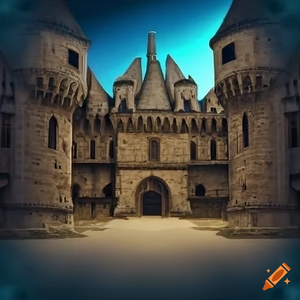 Medieval castle courtyard background on Craiyon