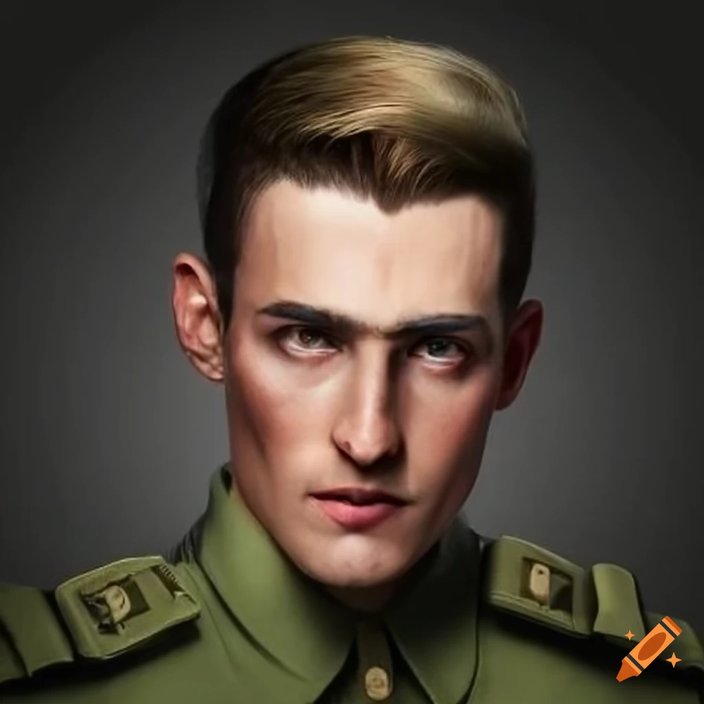 Elegant headshot of a soldier man on Craiyon