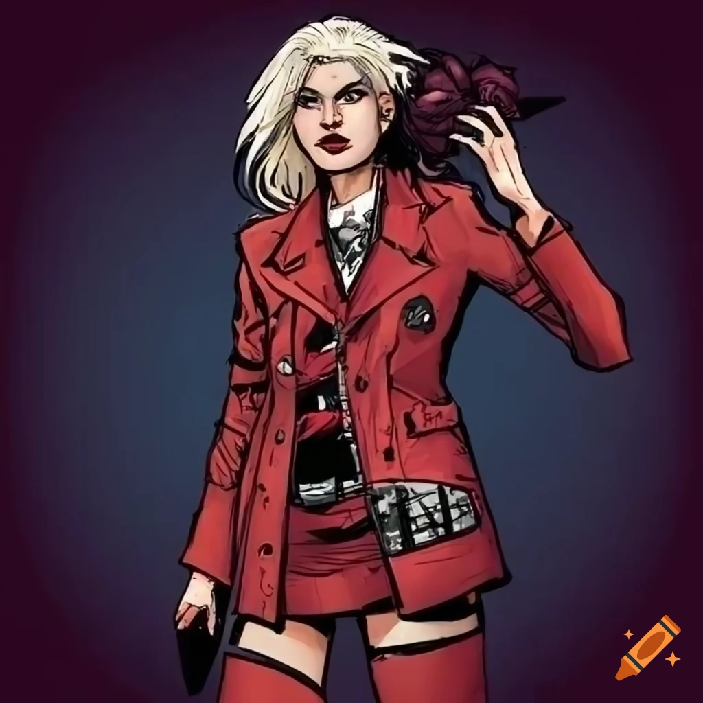 Female comic book character in punk style with rage pose and detective ...
