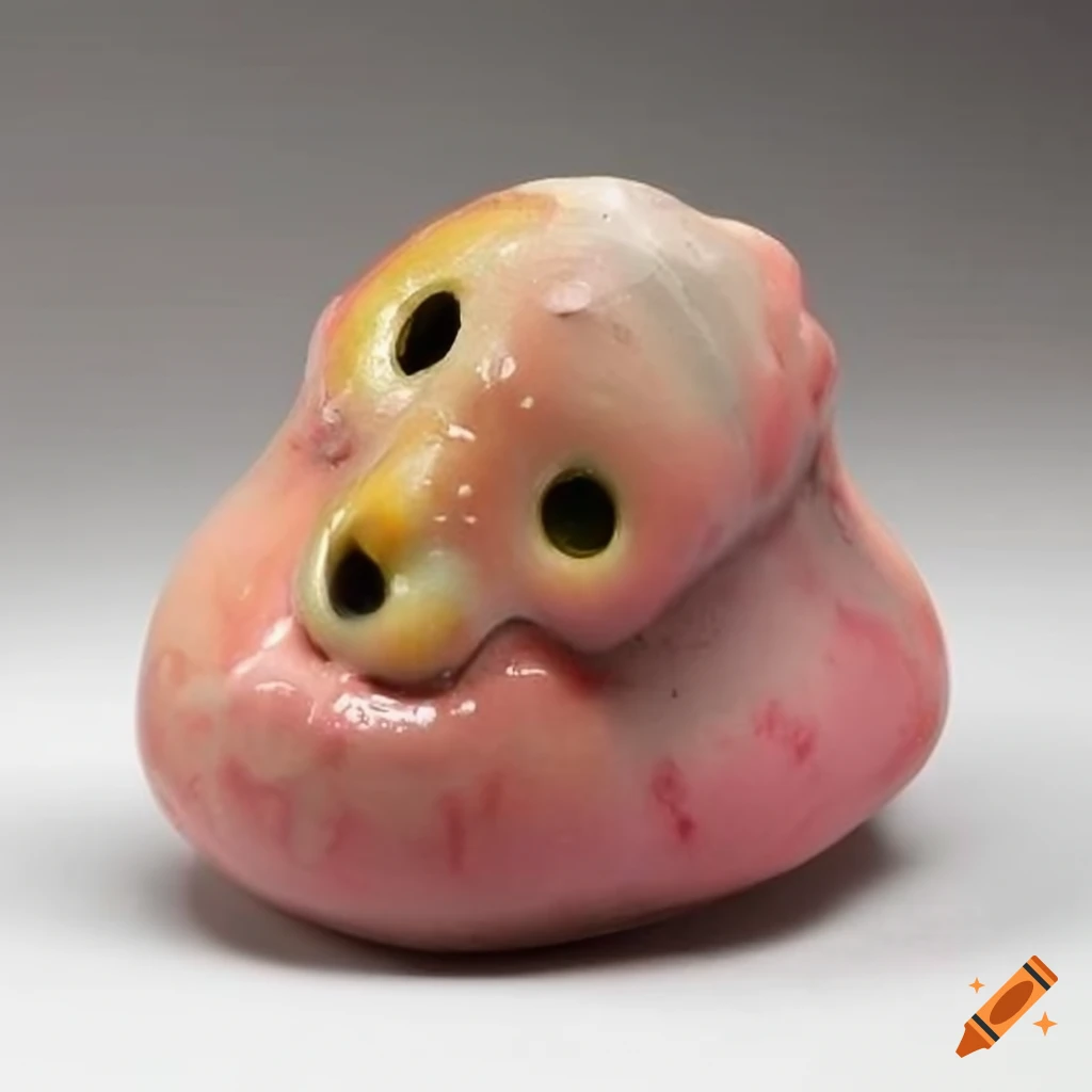 Pink crackle glazed clay blob with unique forms and textures on Craiyon