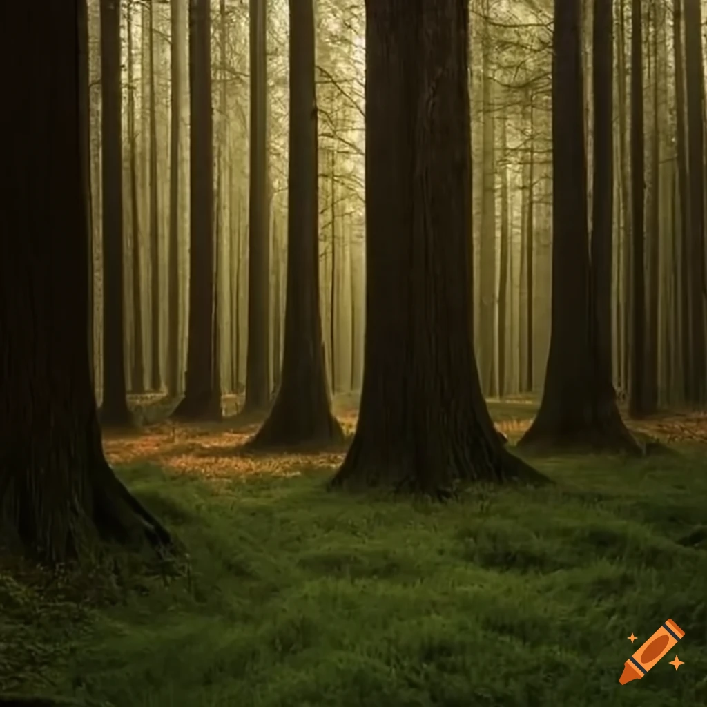 Tranquil pine forest view on Craiyon