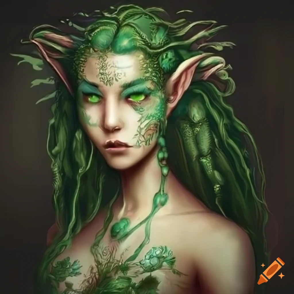 Forest nymph with mermaid attributes on Craiyon