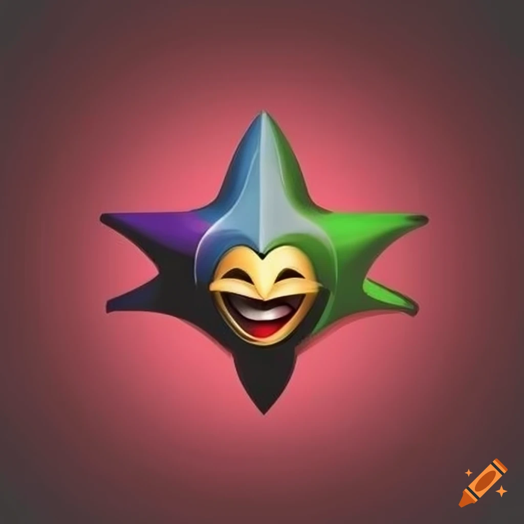Star logo with a smiling jester's face on Craiyon