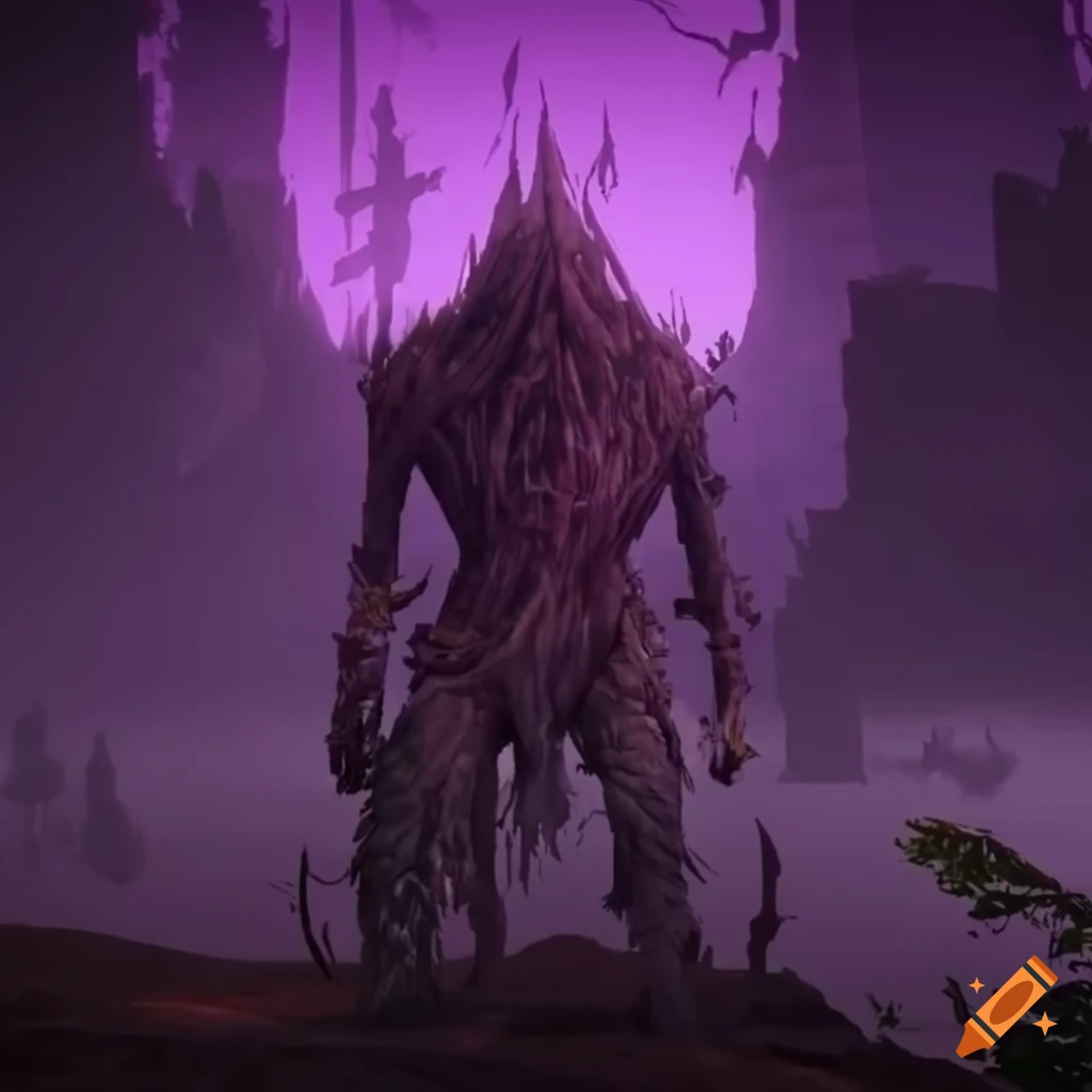 Purple void versions of the Root from Remnant from the Ashes on Craiyon