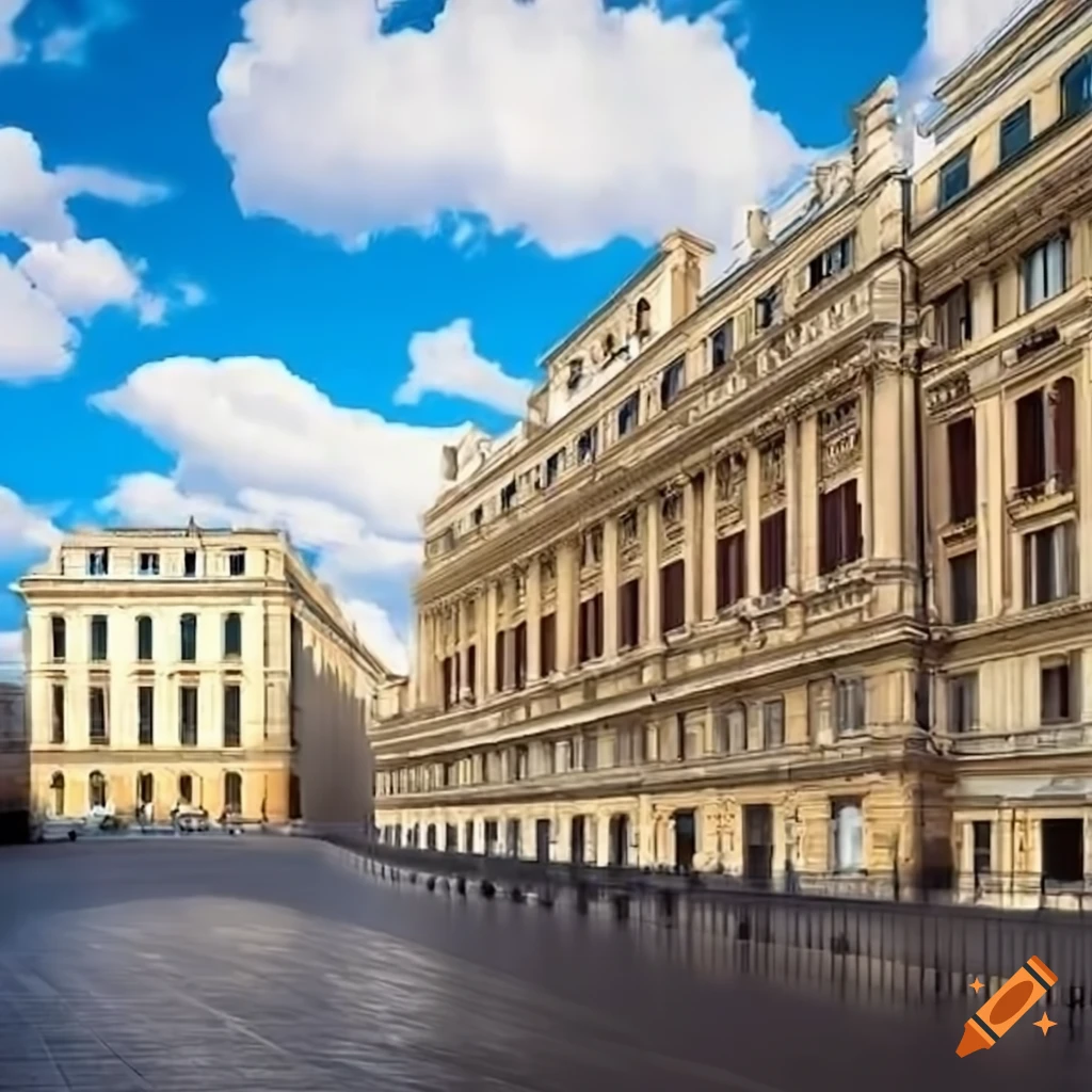 Realistic neoclassical city panorama with detailed buildings on Craiyon