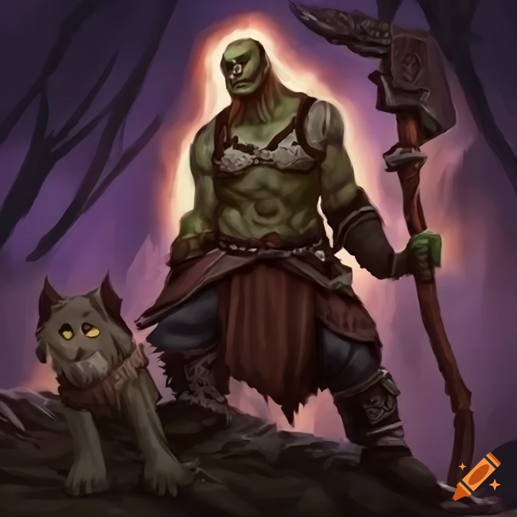 Half-orc barbarian tempest cleric casting thunderwave spell at wolves ...