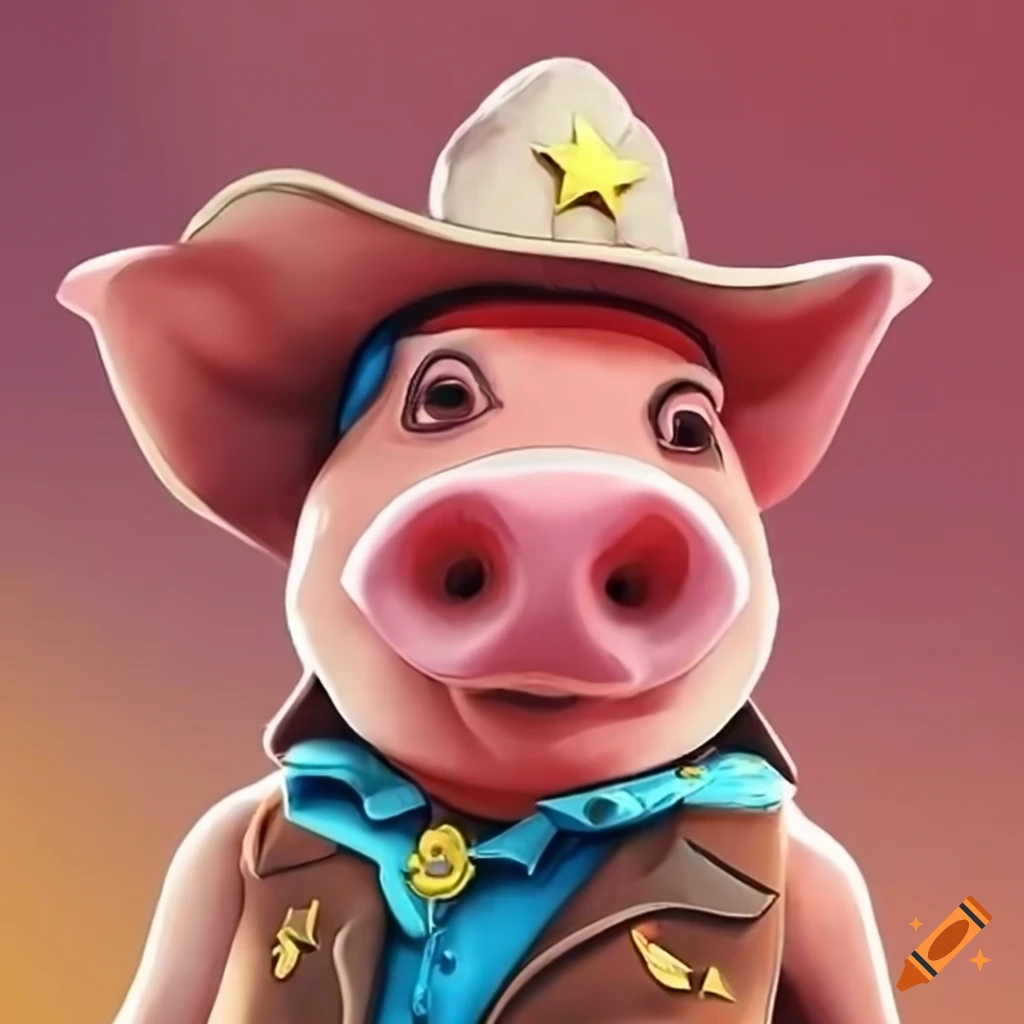 Sheriff pig character on Craiyon