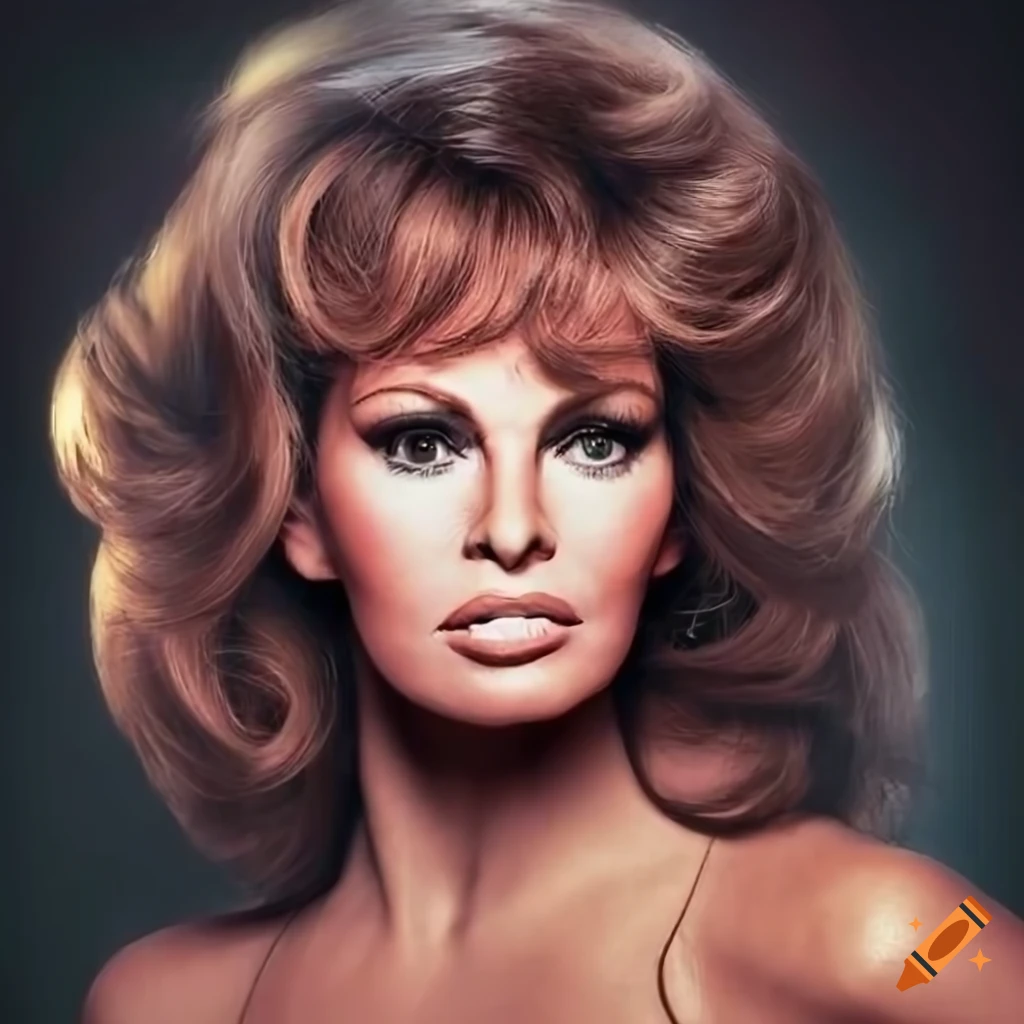 Portrait of accomplished actress with large hairstyle and symmetrical ...