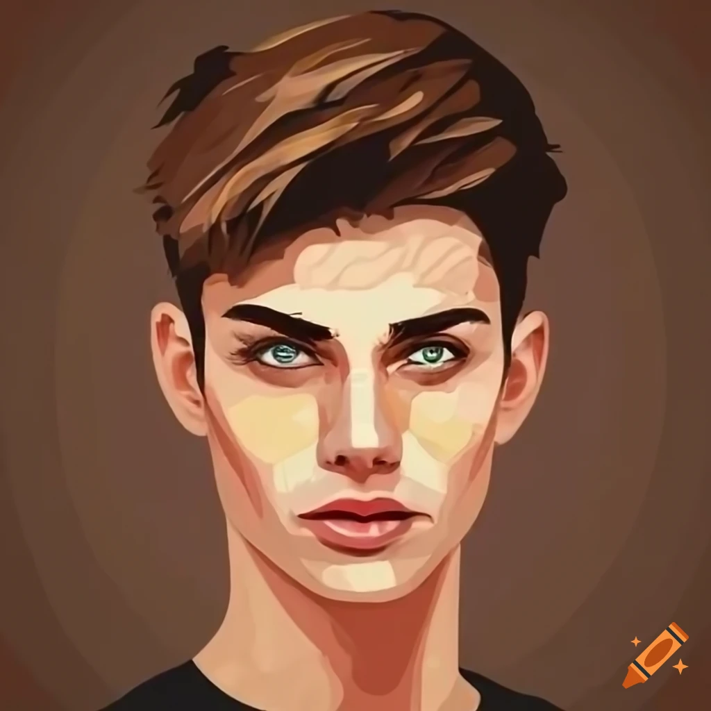 Attractive 33 year old man with green eyes and black t-shirt on Craiyon