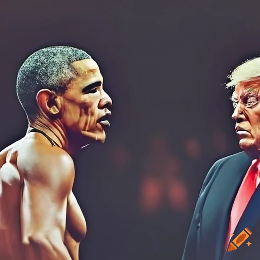 Obama and trump in a boxing match on Craiyon