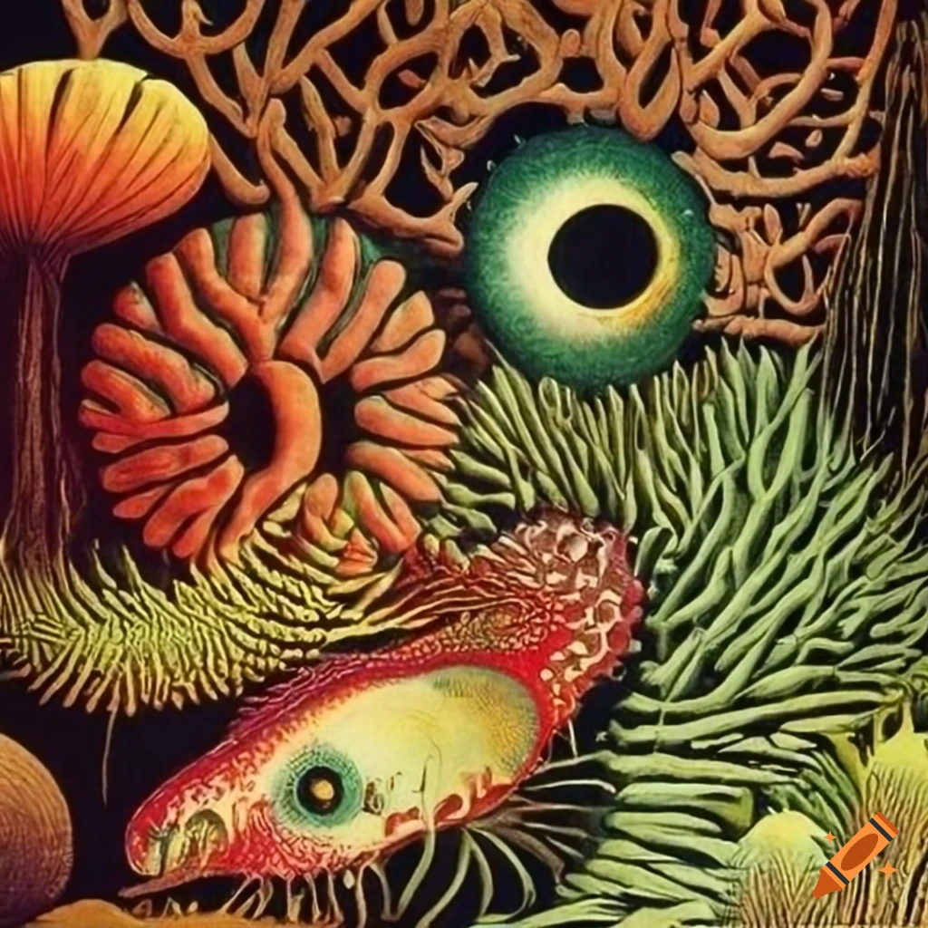 Organic machine art with sci-fi elements by yoshitaka amano on Craiyon