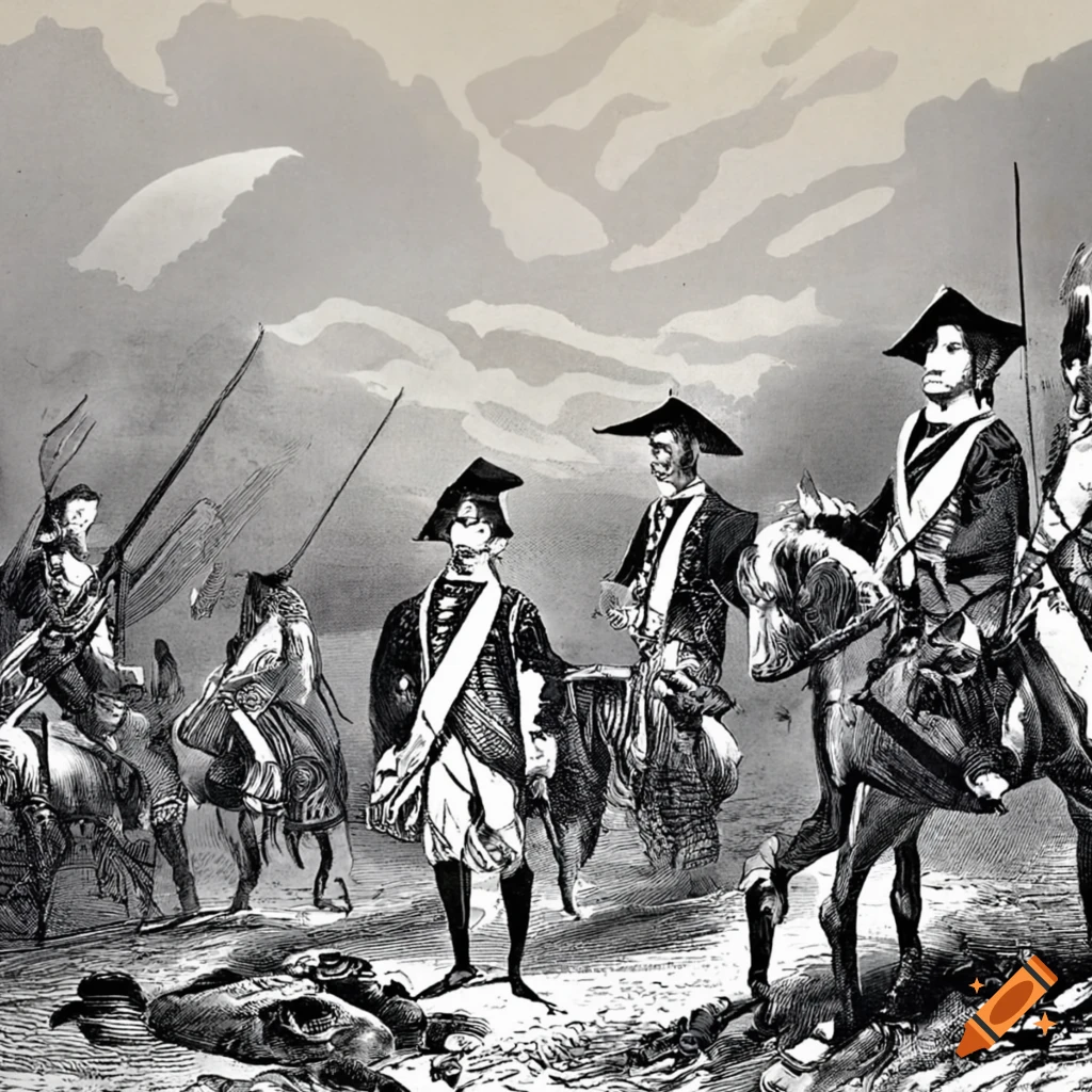 American history: george washington leading troops in battle on Craiyon