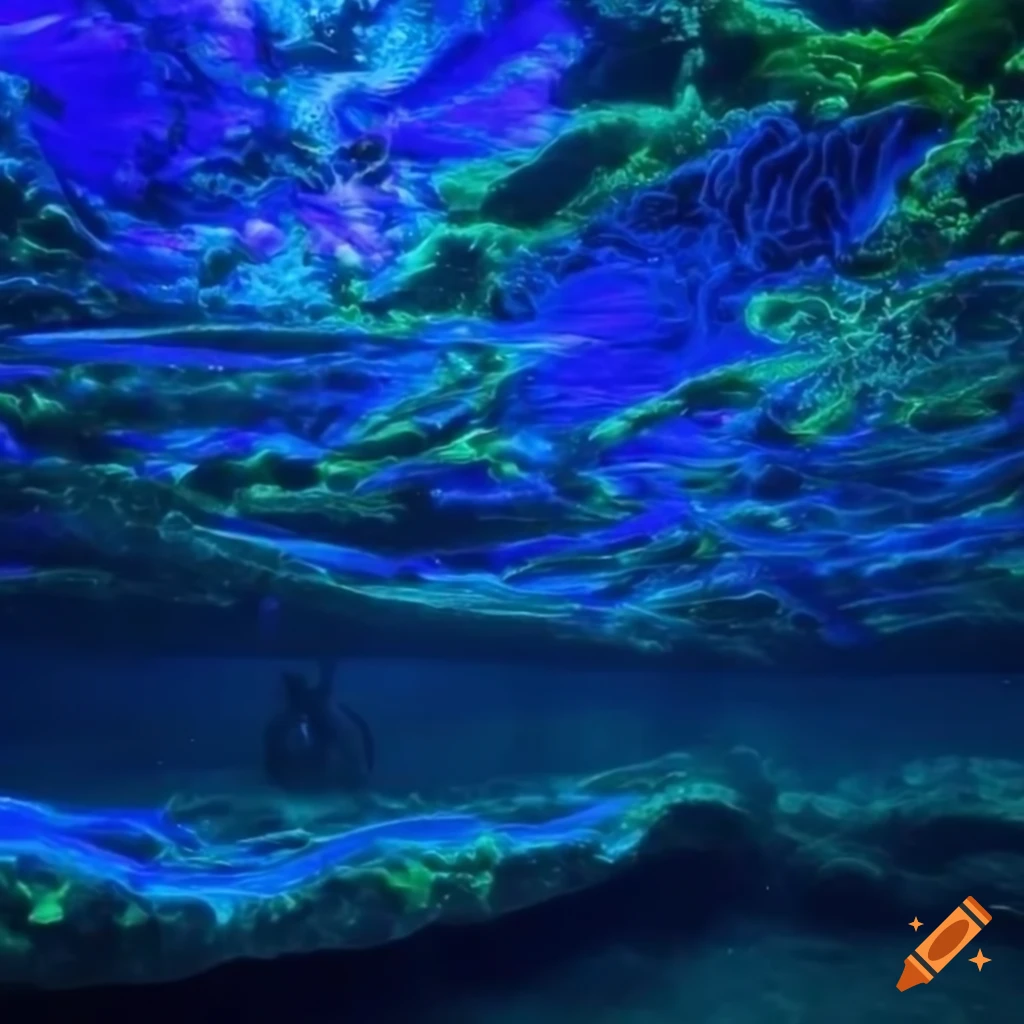 Underwater tapestry of vibrant fish, coral, and mythical creatures with ...