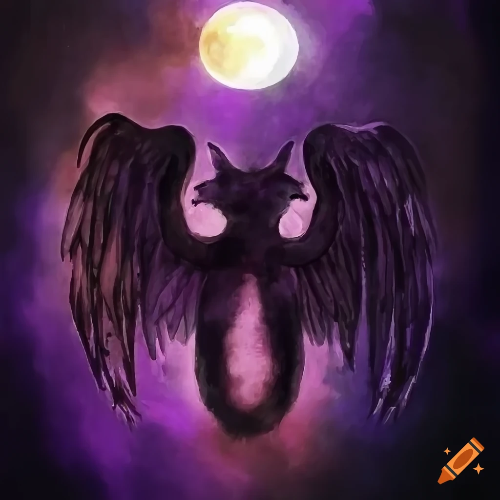 Silhouette of a two-headed fox with angelic features in a surreal ...