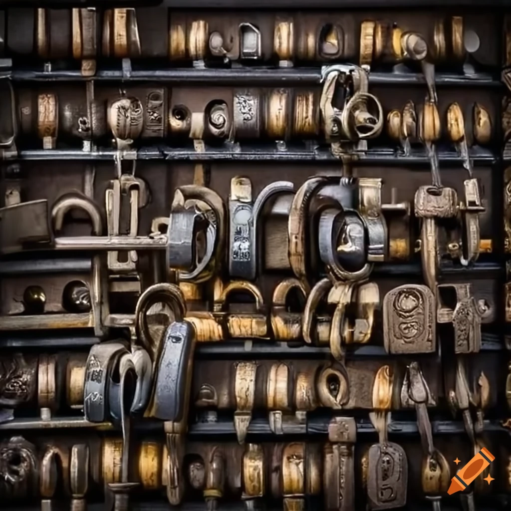 Multiple door locks in a pattern on Craiyon