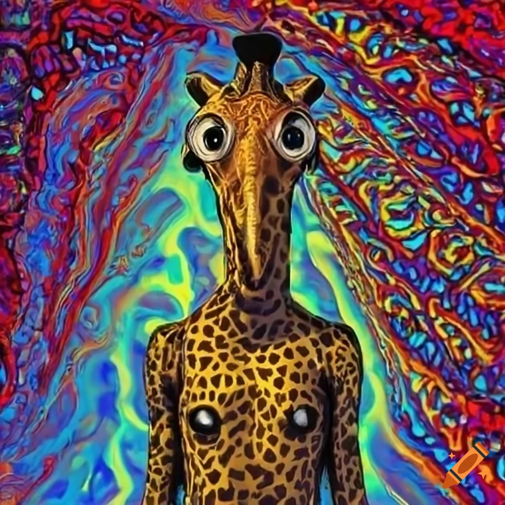 Star Trek-style giraffe alien on a psychedelic background on Craiyon