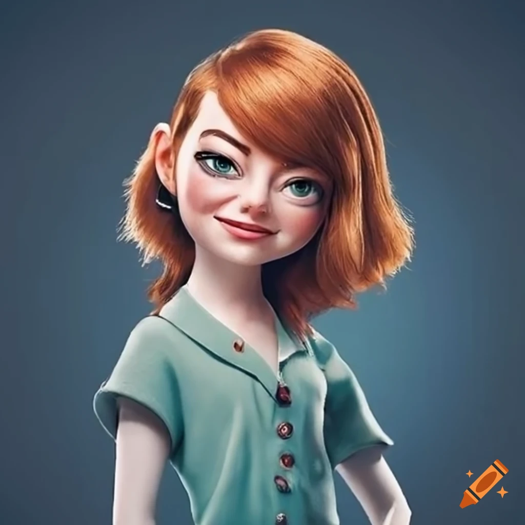 Emma stone depicted as a pixar character on Craiyon
