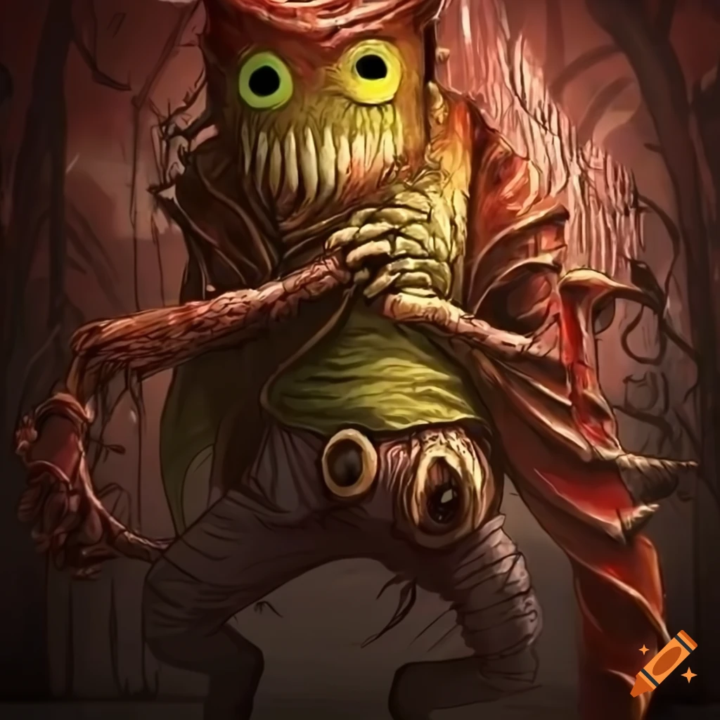 Gloomy cartoon eldritch horror SatchelCharge on Craiyon