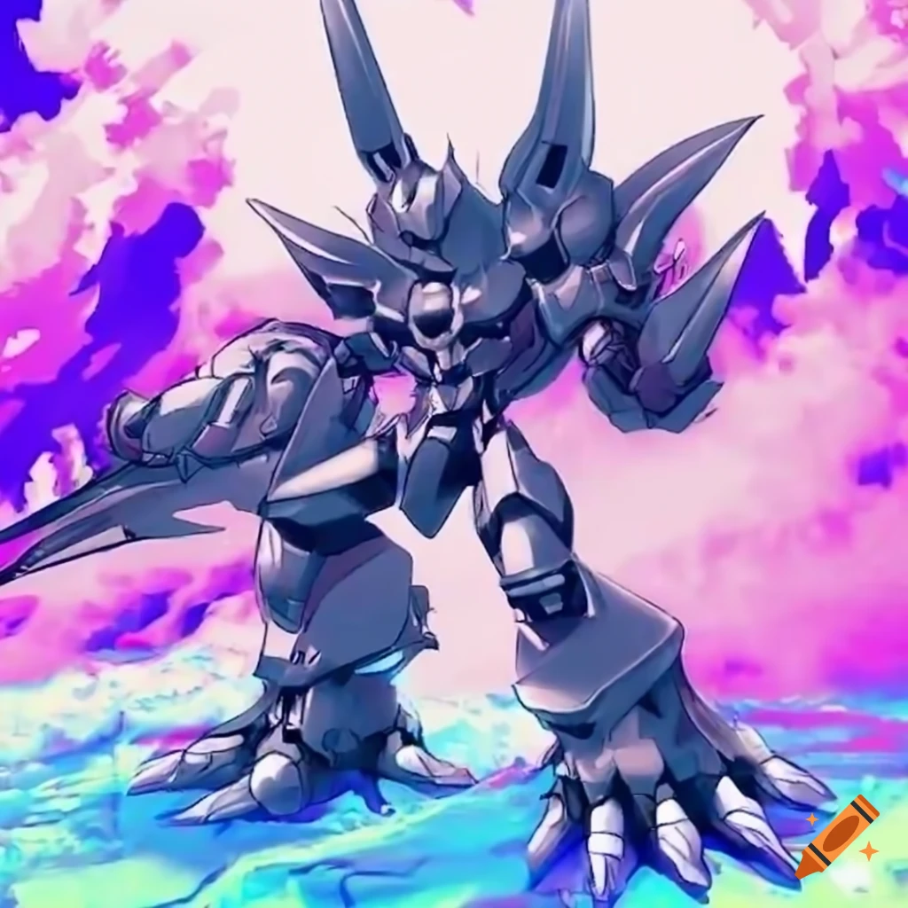 Digimon-style anime mecha on Craiyon