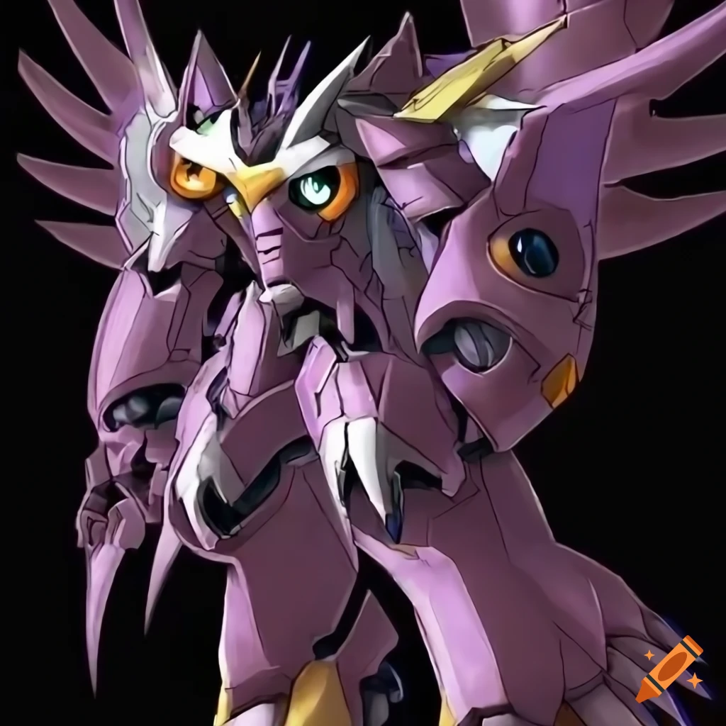Digimon-style anime mecha character on Craiyon