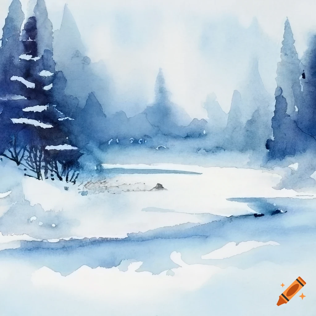 Winter watercolor painting on Craiyon