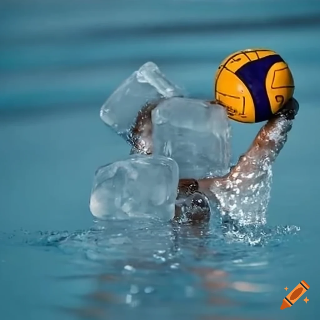 Ice cubes playing water polo on Craiyon