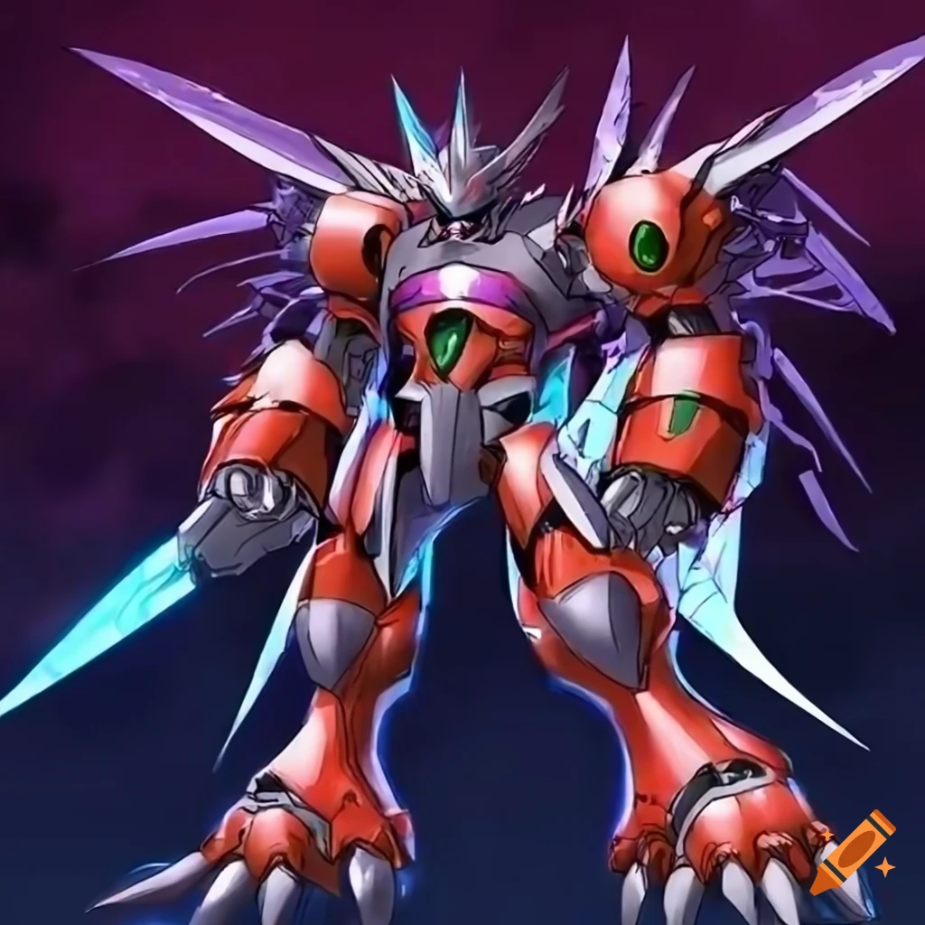 Digimon-style anime mecha on Craiyon
