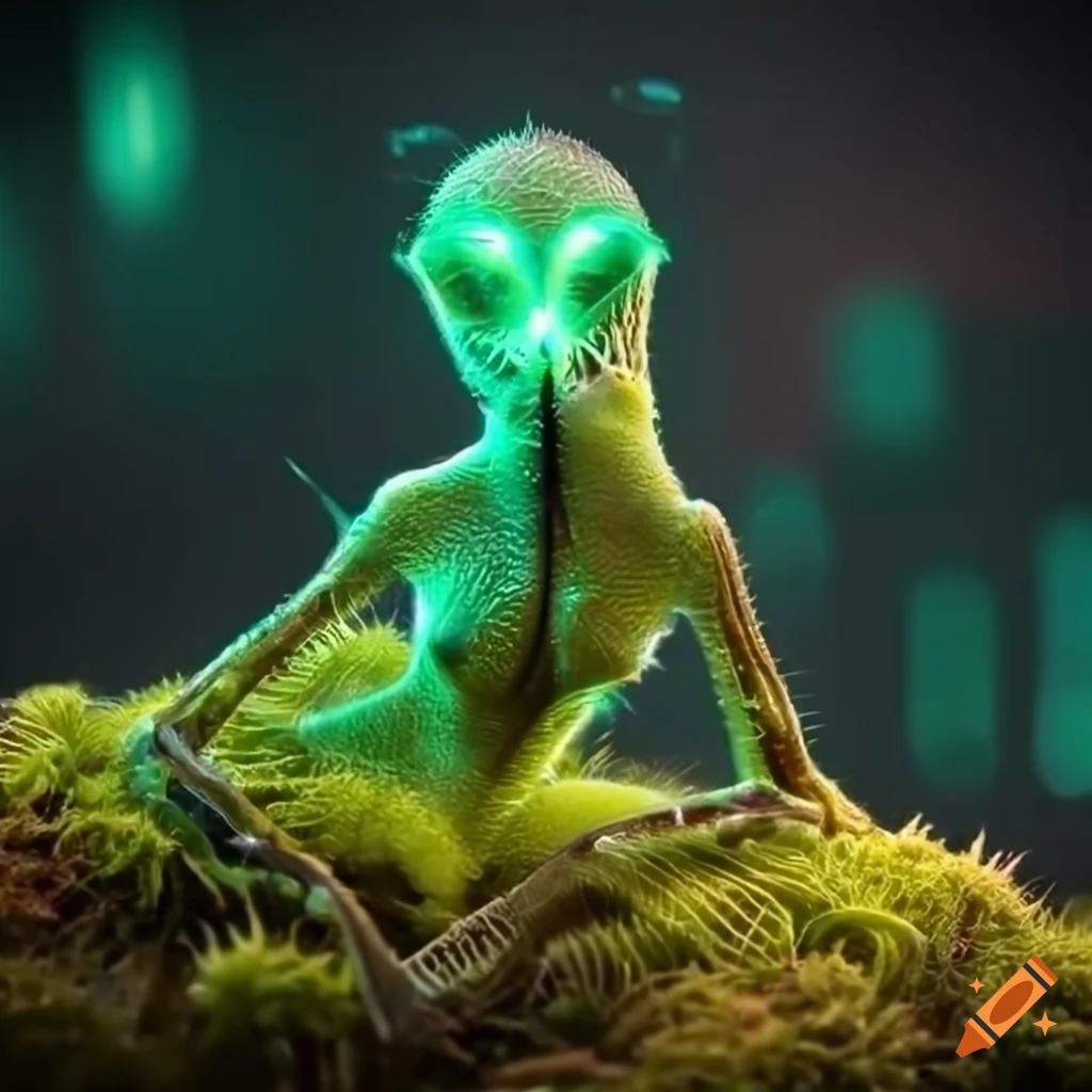 Biopunk Venus flytrap creature in a futuristic cityscape on Craiyon