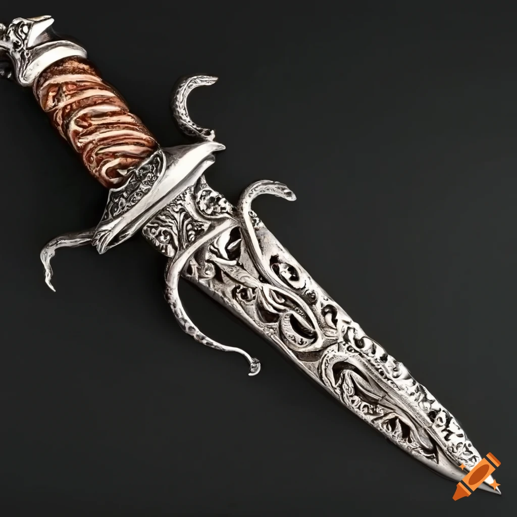 Ornate dagger with a snake wrapped around the blade on Craiyon