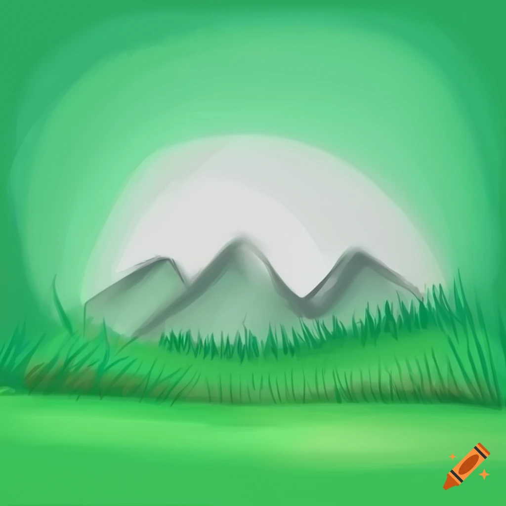 Cartoon-style green horizontal landscape in a digital drawing on Craiyon