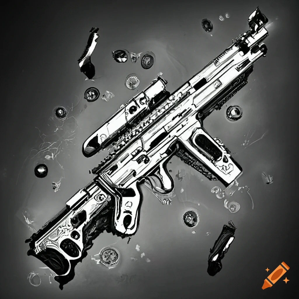 Intricate space rifle plans on Craiyon