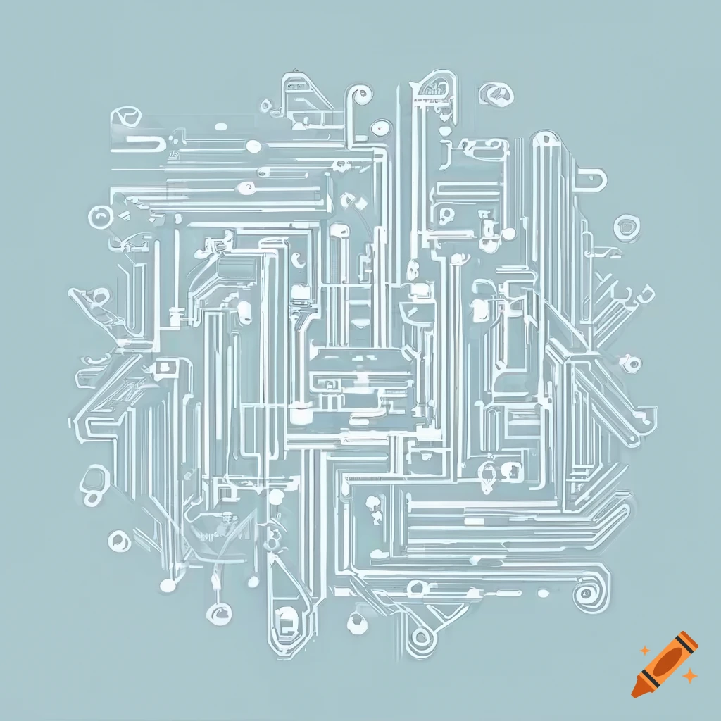 Minimalist electric circuit design on a white background on Craiyon
