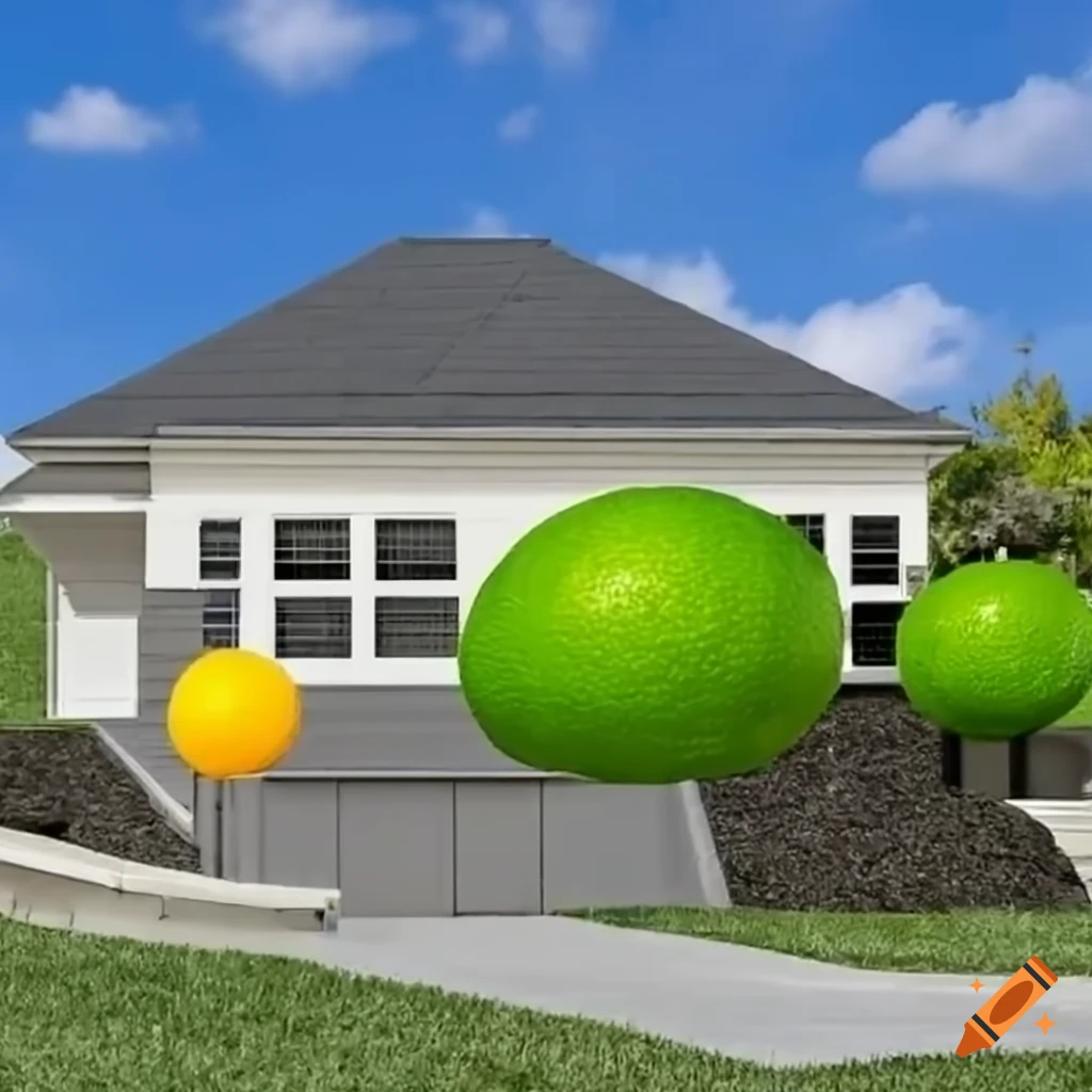 Angry lemon constructing a house around a person on Craiyon