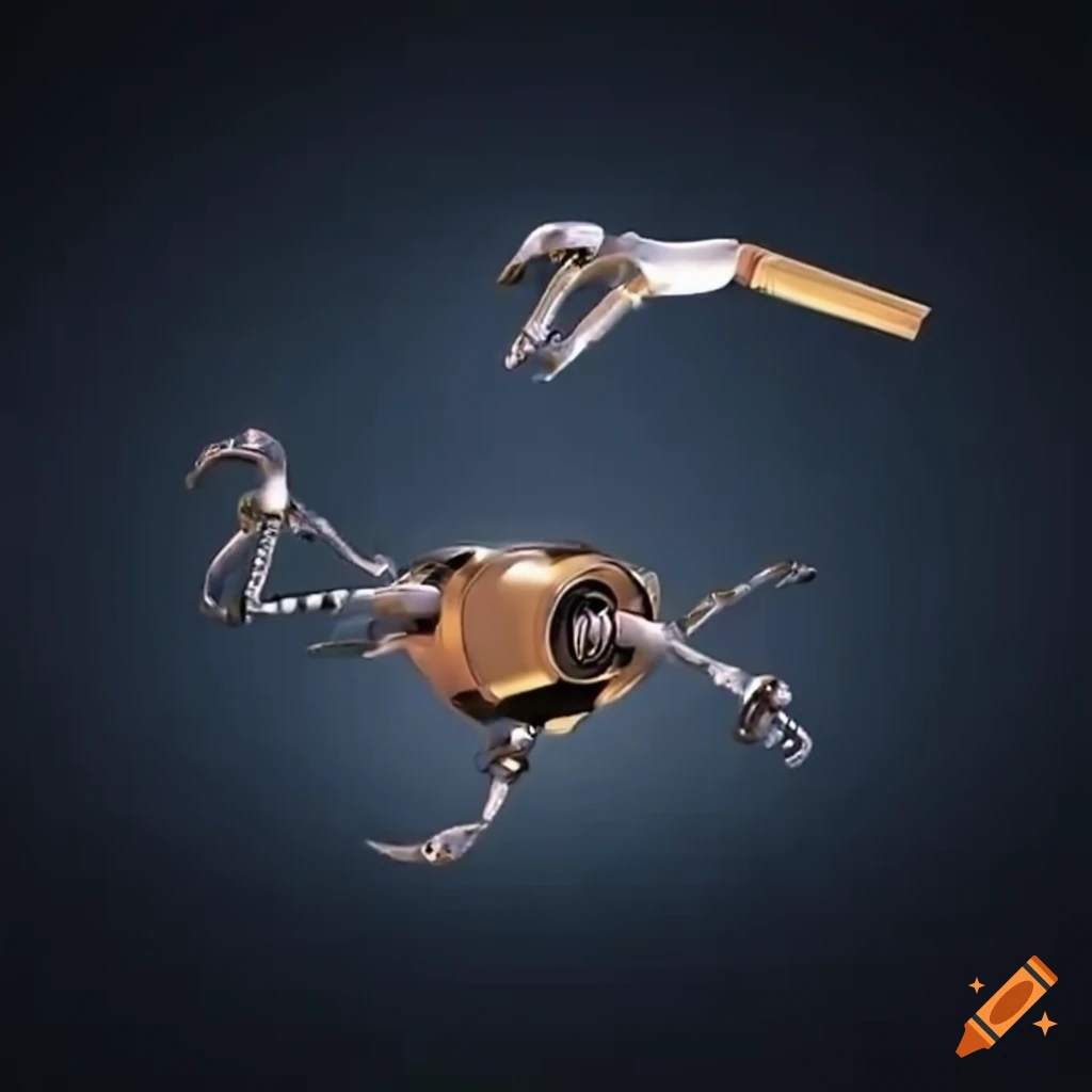 Circular flying robot with a claw attachment on Craiyon
