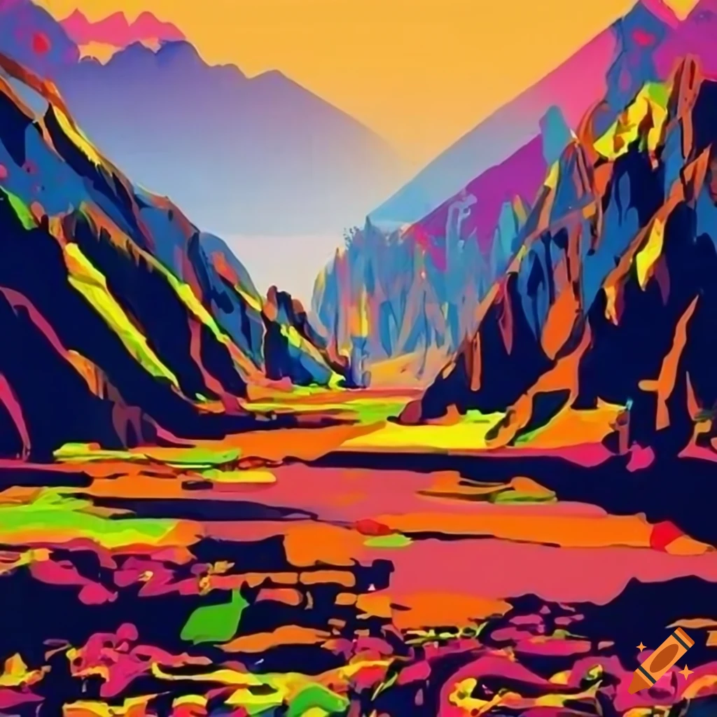 Pop art landscape view on Craiyon