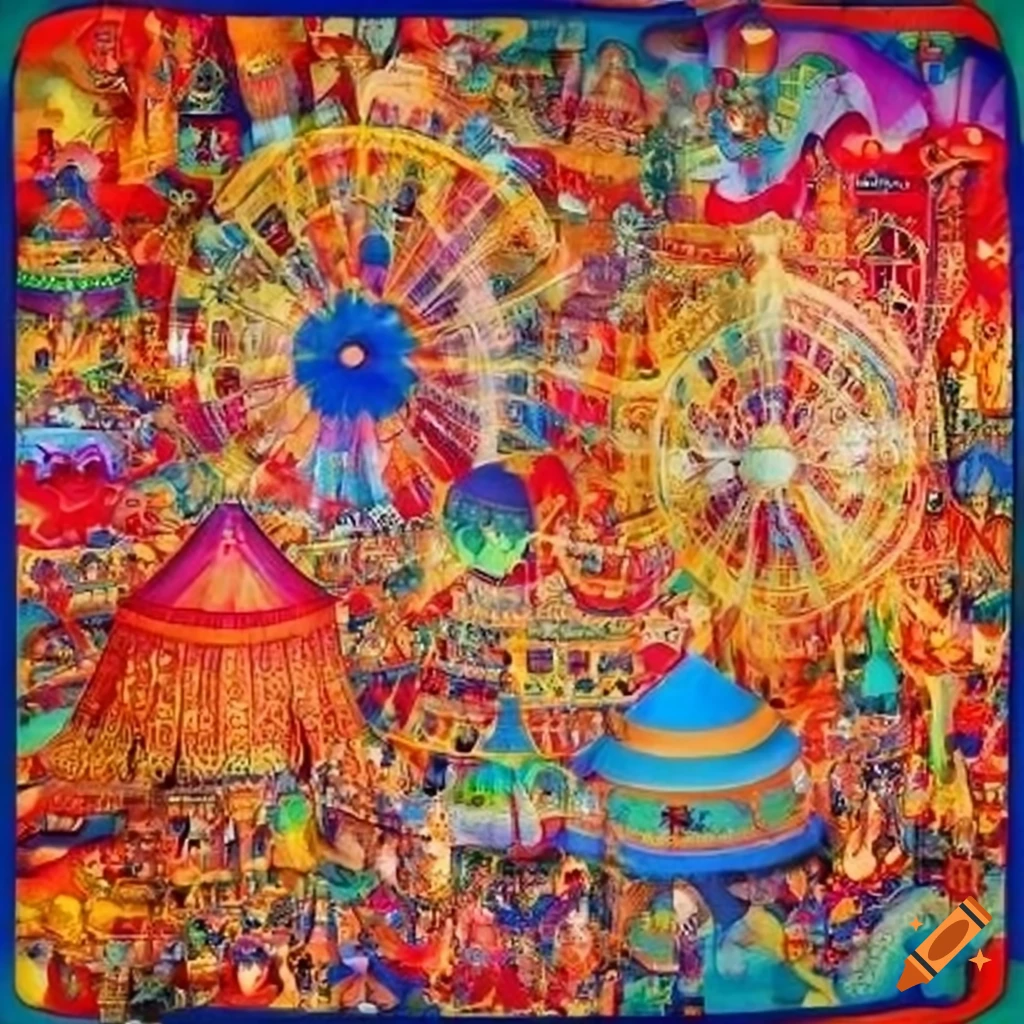Colorful tapestry of the Fediverse as a cosmic carnival on Craiyon