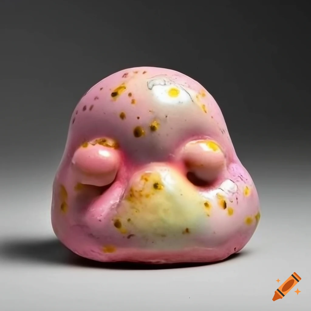 Pink crackle glazed clay blob with unique shapes and textures on Craiyon