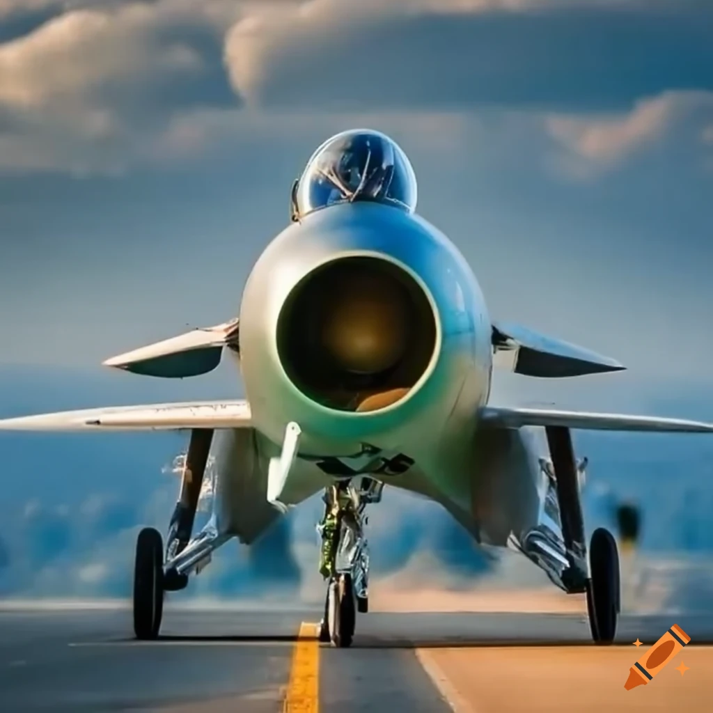 Macro focus on mig-21 jet fighter front end air intake on Craiyon