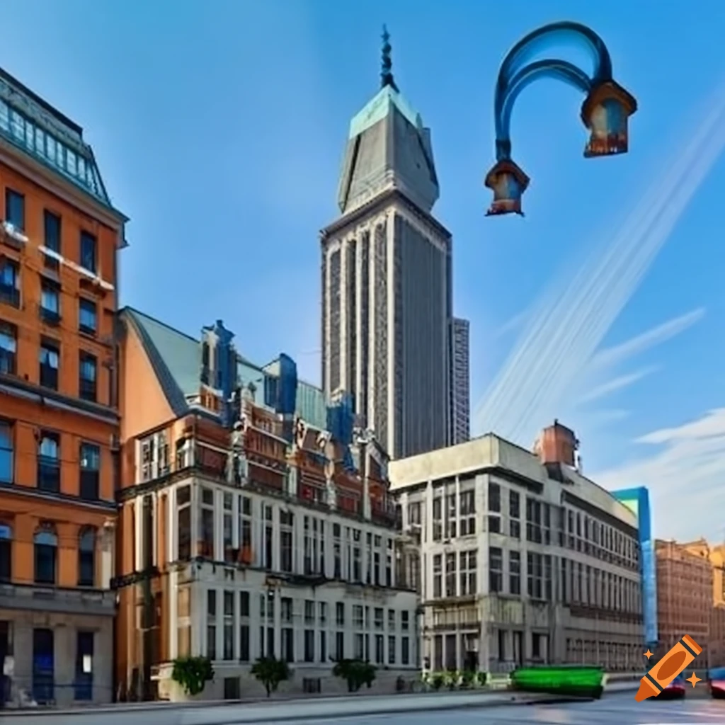 Cityscape overview with User Input Tower, a modern skyscraper in a ...