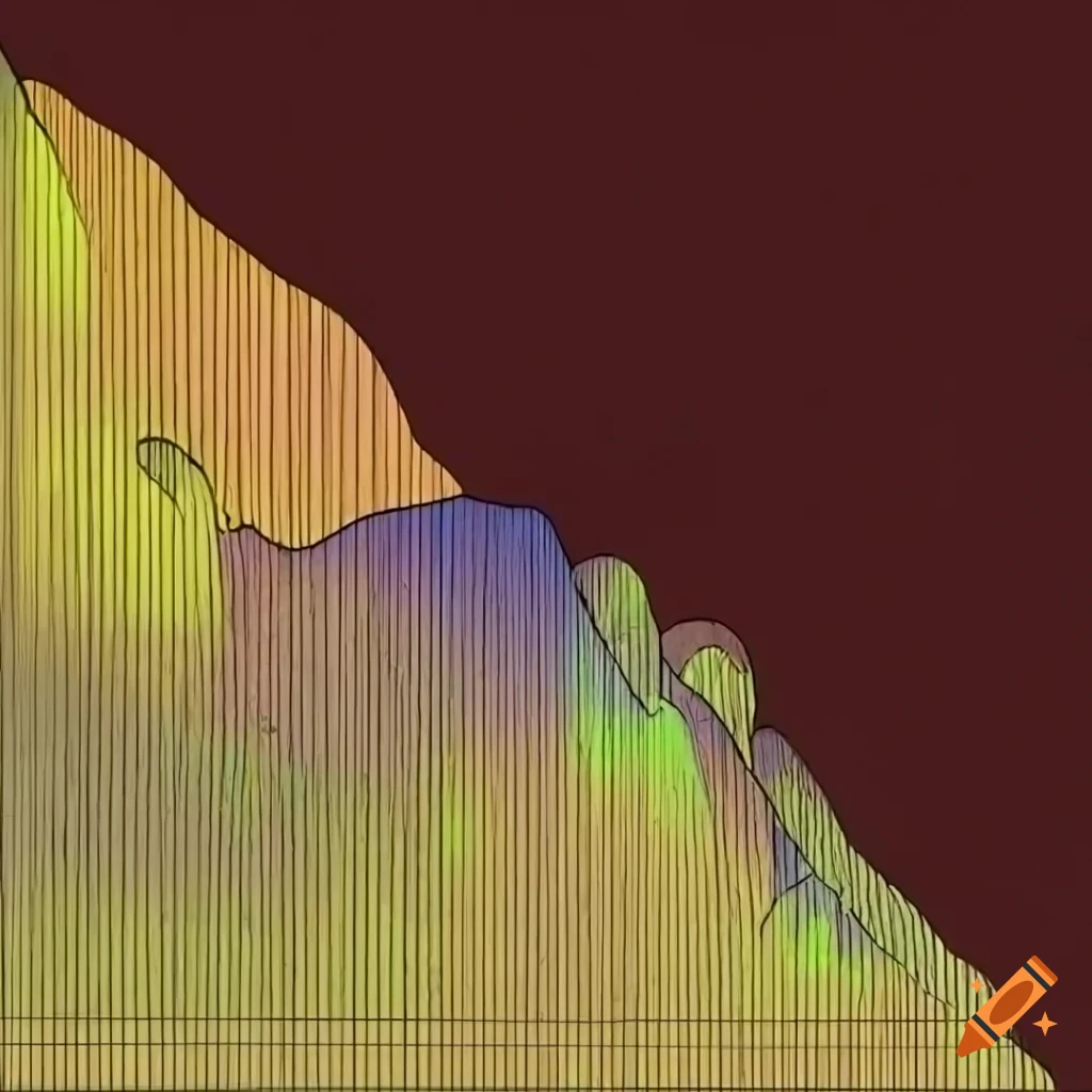 Moebius space shape crashed into snow-capped mountains with subtle ...