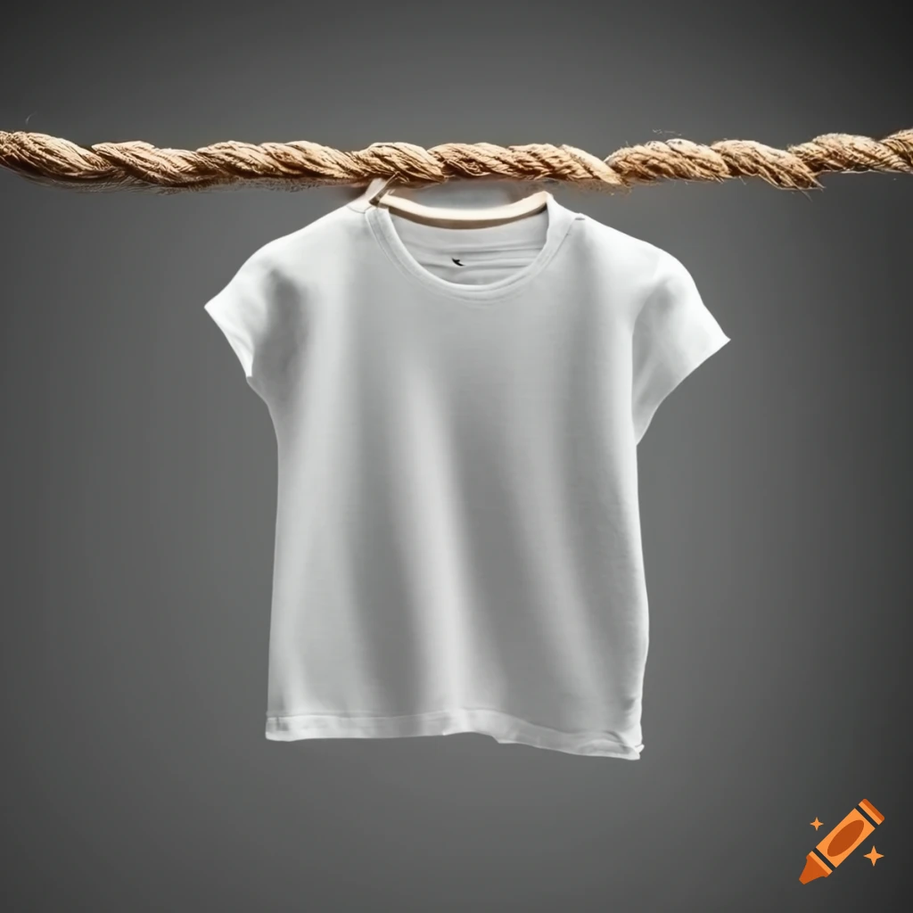 White t-shirt hanging on a rope on Craiyon