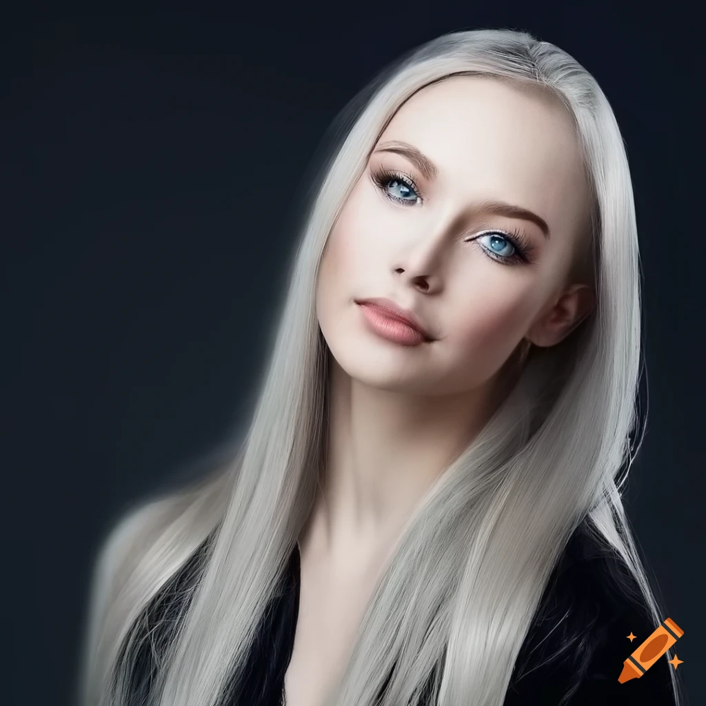 Portrait of a nordic princess with sultry expression and platinum ...