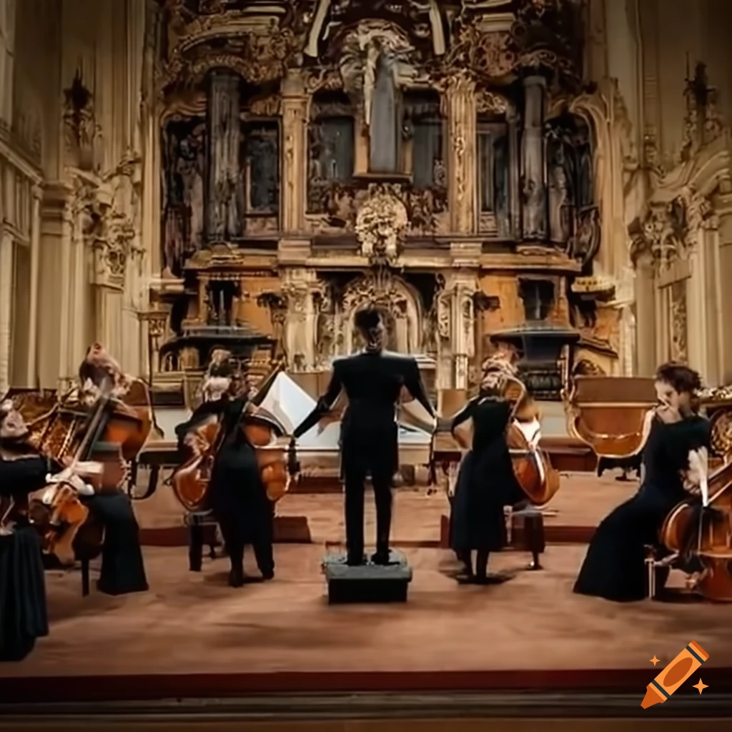 Baroque ensemble playing harmonious chamber music on Craiyon